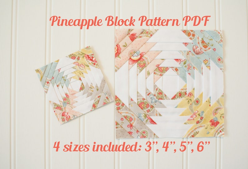 Pineapple Quilt Block Pattern, FPP, PDF, Pineapple, Small, Mini, 3-inch ...