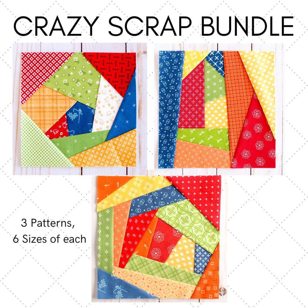 Crazy Scrap Bundle Quilt Block Patterns: Foundation Paper Pieced, 6 ...