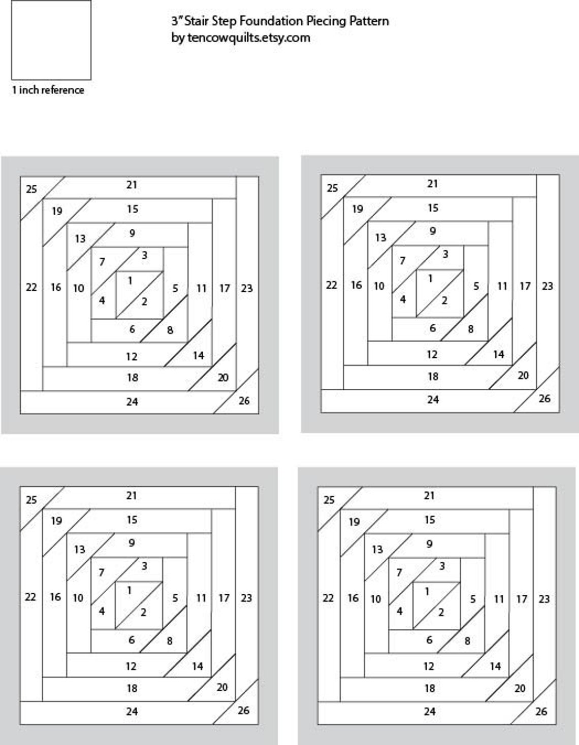 Stair Step Quilt Block Pattern PDF Foundation Piecing Paper - Etsy