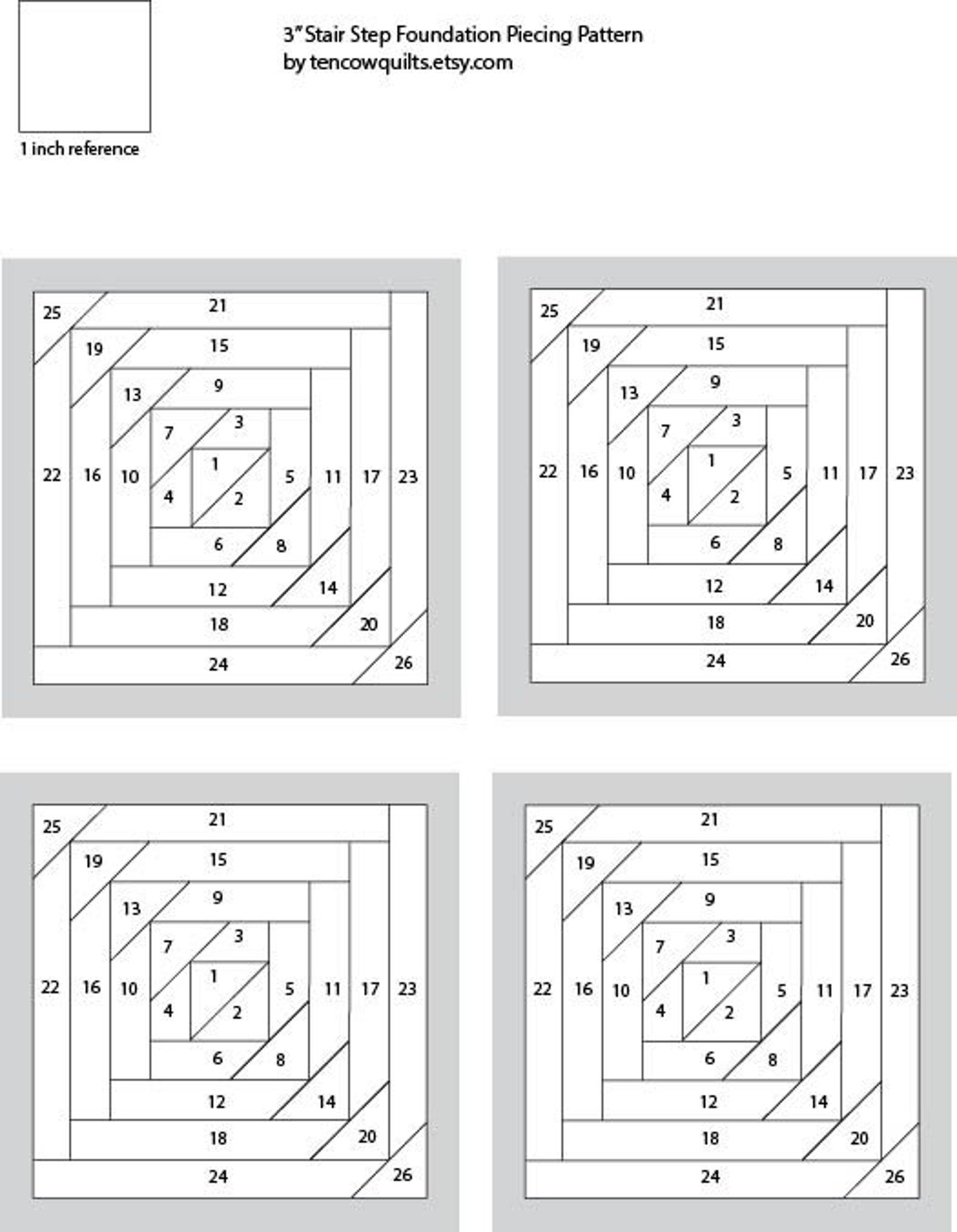 Stair Step Quilt Block Pattern, PDF, Foundation Piecing, Paper Pattern ...