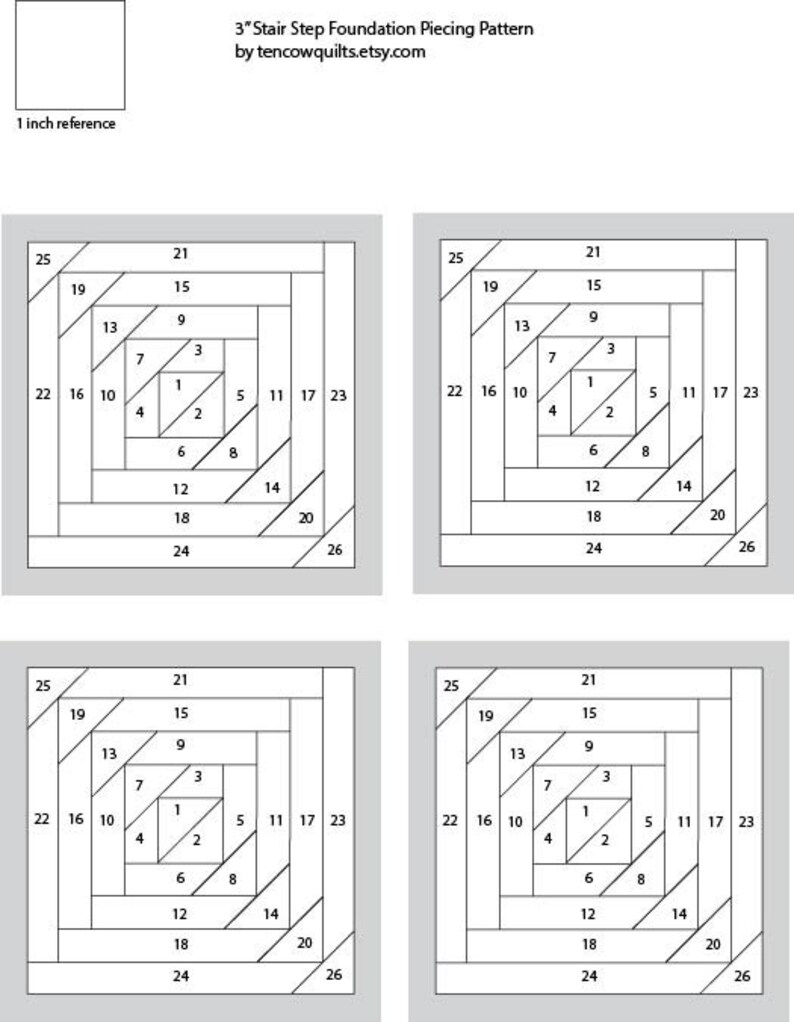 Stair Step Quilt Block Pattern, PDF, Foundation Piecing, Paper Pattern ...