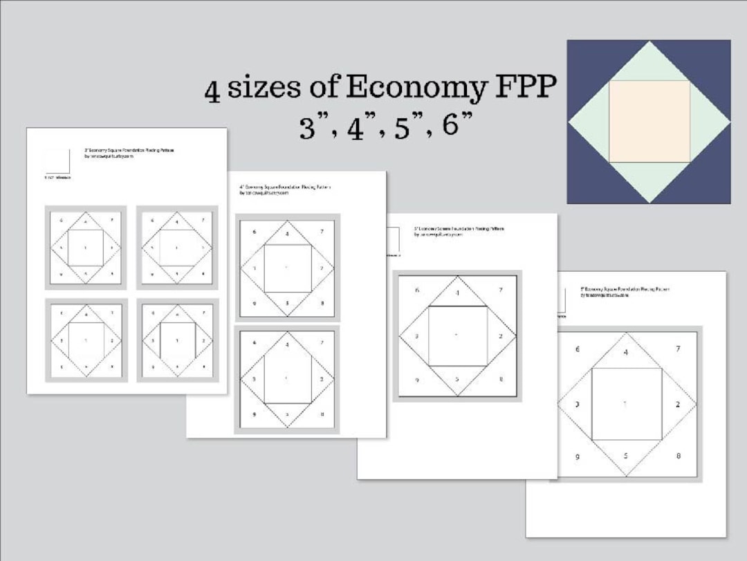 Economy Quilt Block Pattern, Foundation Paper Pieced, FPP, Square in a ...