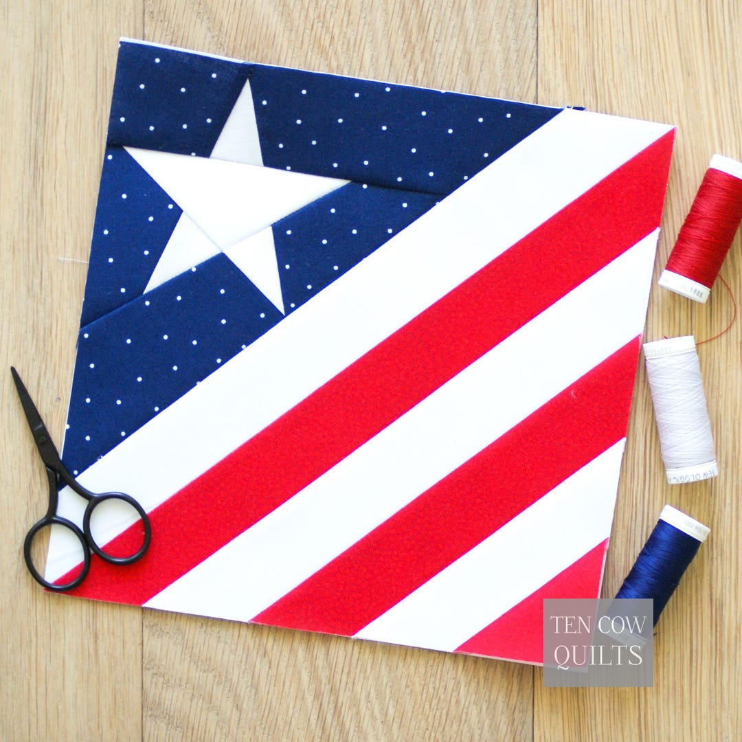 Star & Stripes Quilt Block Pattern, Foundation Paper Pieced, FPP, PDF ...