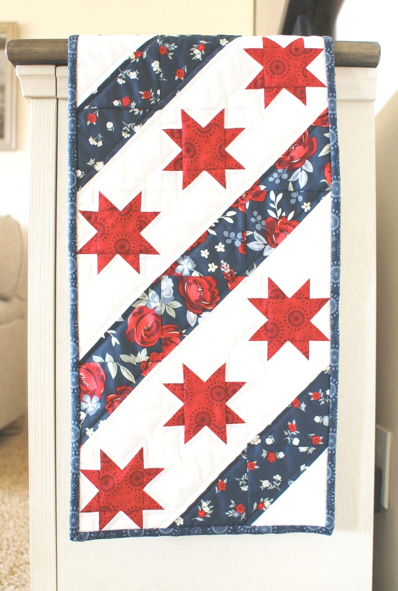 Patriotic Table Runner Stars & Stripes Pattern Mini Quilt - Etsy