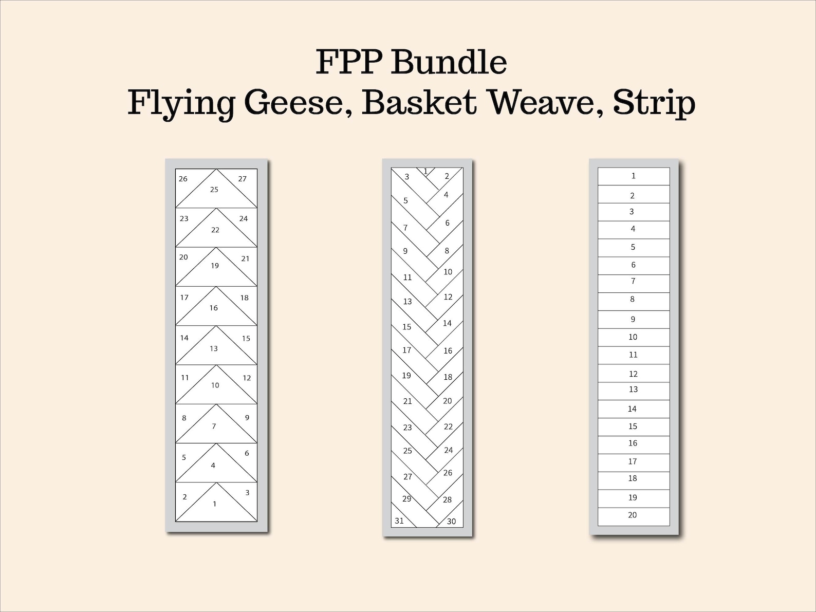 FPP Bundle, Borders Strips, Flying Geese, Basket Weave, Strip, One Inch ...