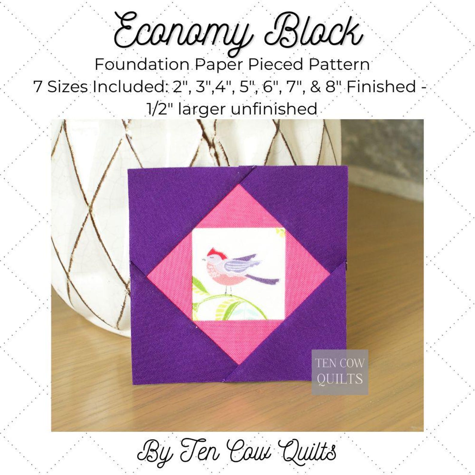 Economy Pattern 7 Sizes Included, Foundation Paper Pieced, FPP, Square ...