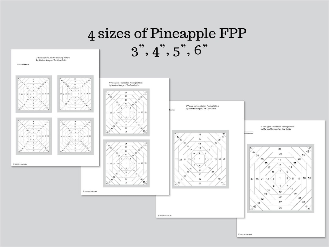 Pineapple Quilt Block Pattern, FPP, PDF, Pineapple, Small, Mini, 3-inch ...