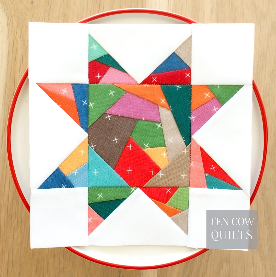 Crazy Scrap Star 5 Sizes Included, Quilt Block, Foundation Paper Pieced ...