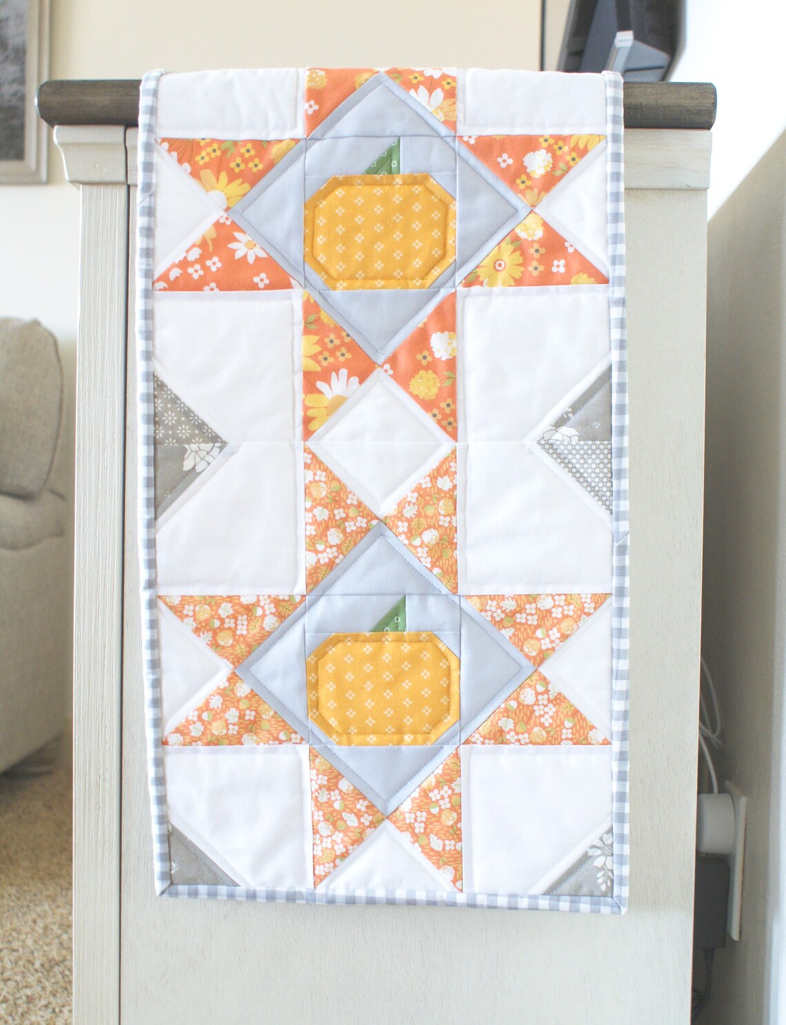 Pumpkin Table Runner Pattern Fall Quilt Topper Small Mini - Etsy