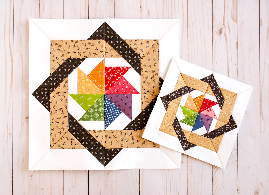 Pinwheel Woven Foundation Paper Piecing Pattern, Quilt Block, Multiple ...