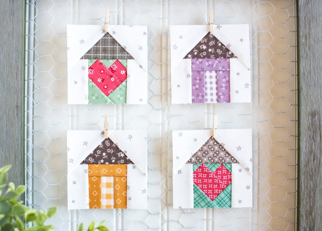 Tiny House 5 Sizes Foundation Paper Piecing Pattern, Heart House, FPP ...