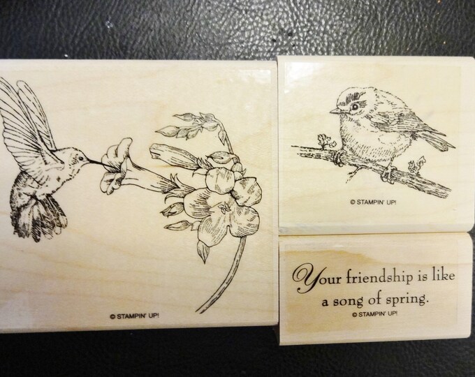 Spring Song - Stampin' Up! Retired Wood Mount Rubber Stamp Set - Gently ...