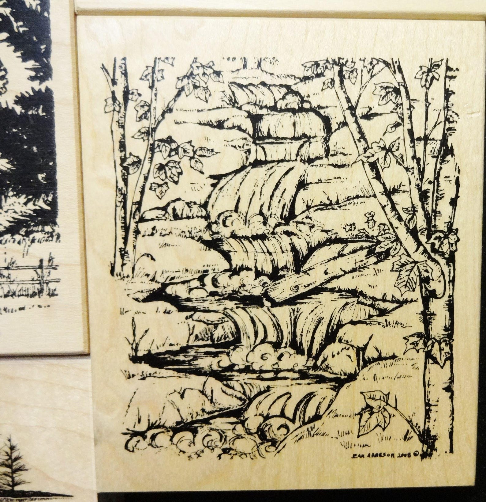 Northwoods Rubber Stamp | Cabin, Stream, Waterfall for Card Making - Etsy
