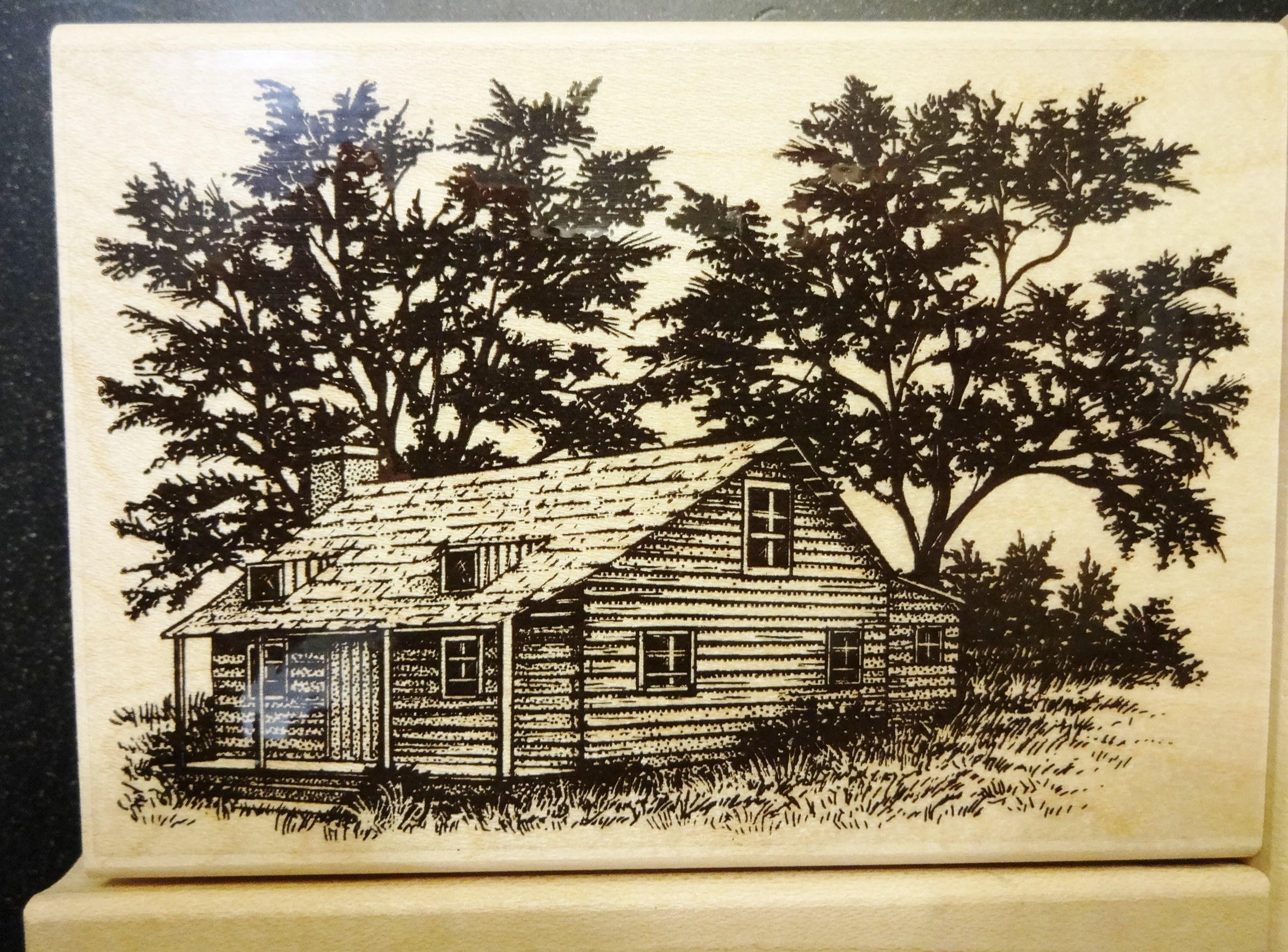 Northwoods Rubber Stamp | Cabin, Stream, Waterfall for Card Making - Etsy