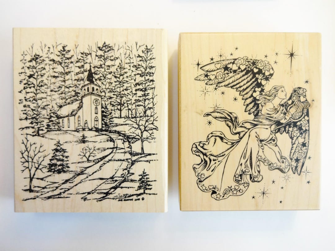 Northwoods Church or Angel Rubber Stamp | Card Making, Scrapbooking - Etsy