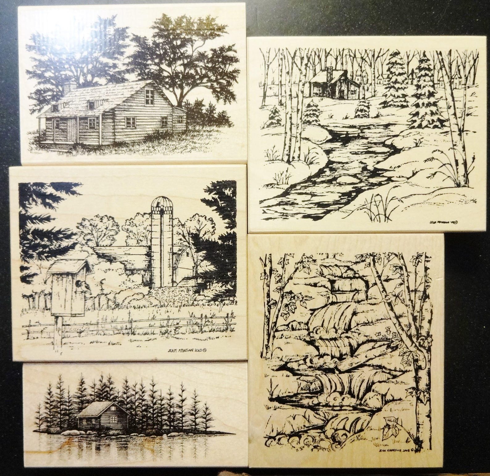 Northwoods Rubber Stamp | Cabin, Stream, Waterfall for Card Making - Etsy