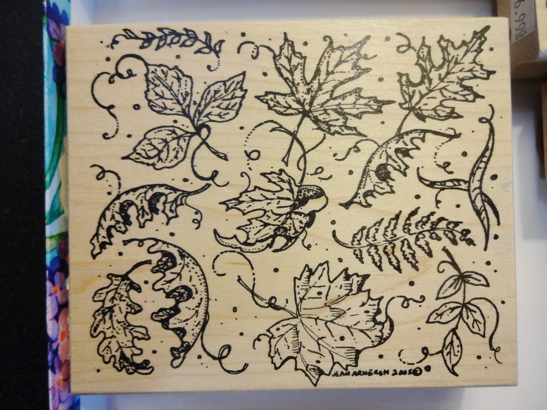 Falling Leaves Stamp | Northwoods Wood Rubber Stamp | for Card Making ...