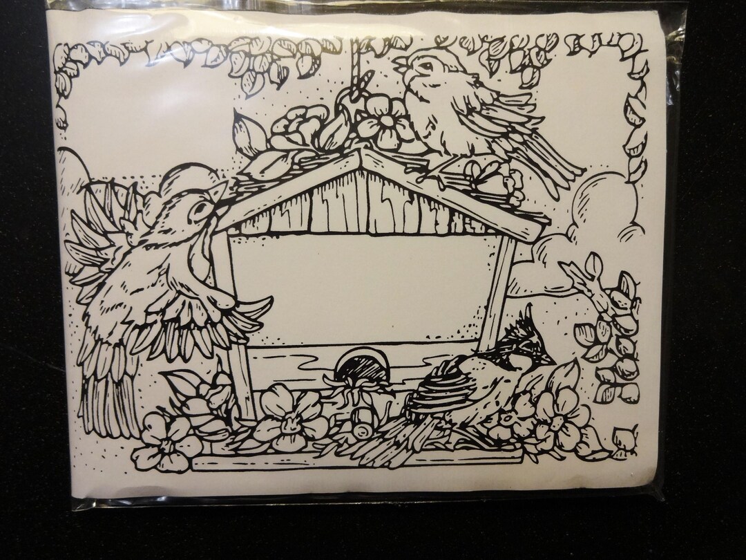 Rubbernecker Rubber Stamp Die Acrylic Cushion | Birdhouse and 3 Birds ...