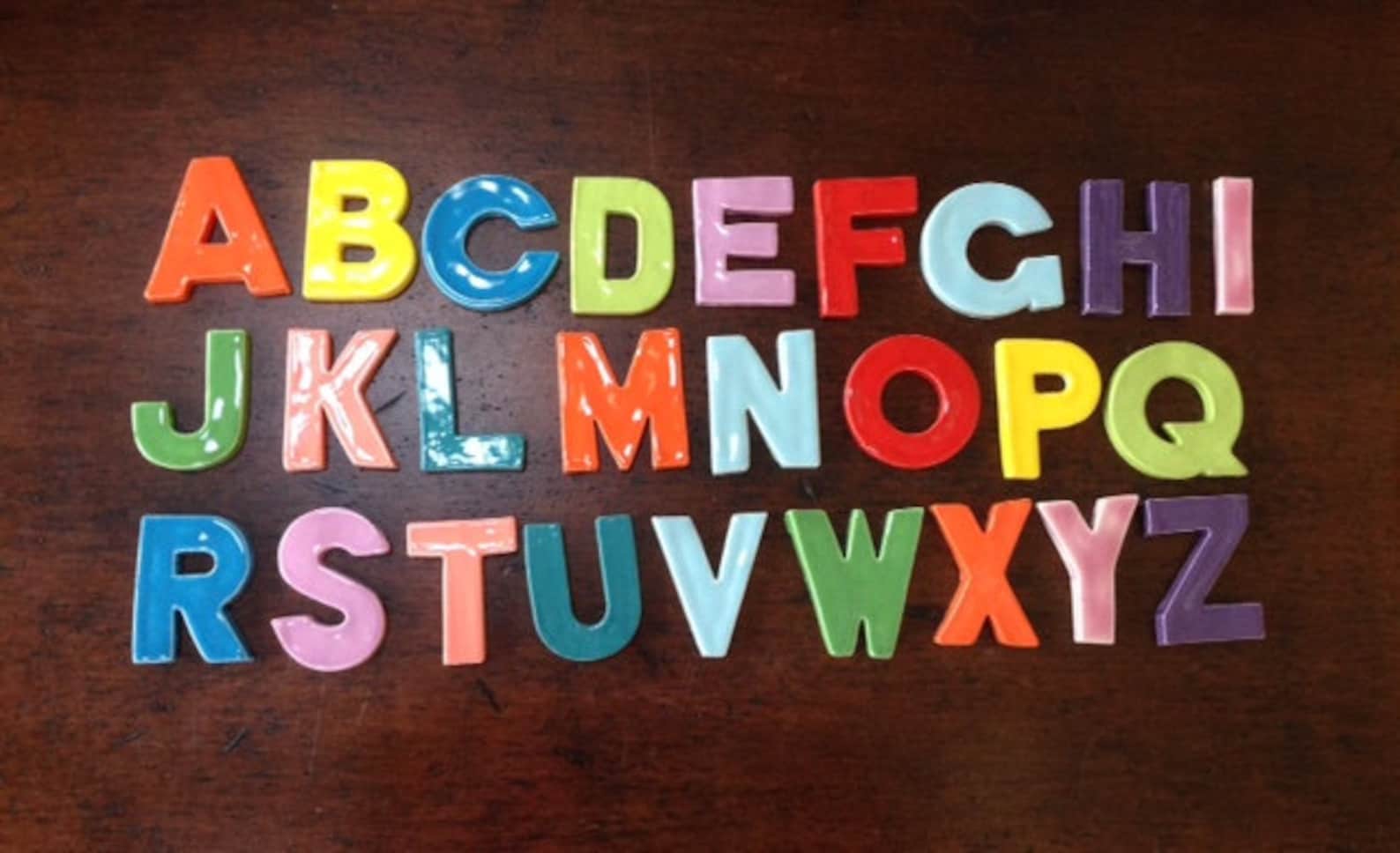 Bright Colorful Glazed Ceramic Letter Tiles 2 1/4 for - Etsy