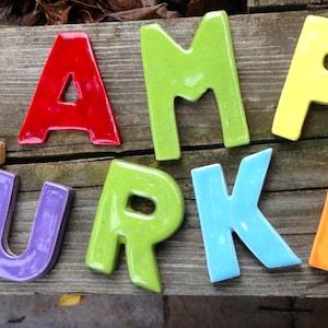 Bright Colorful Glazed Ceramic Letter Tiles 2 1/4" for Mosaics - Etsy