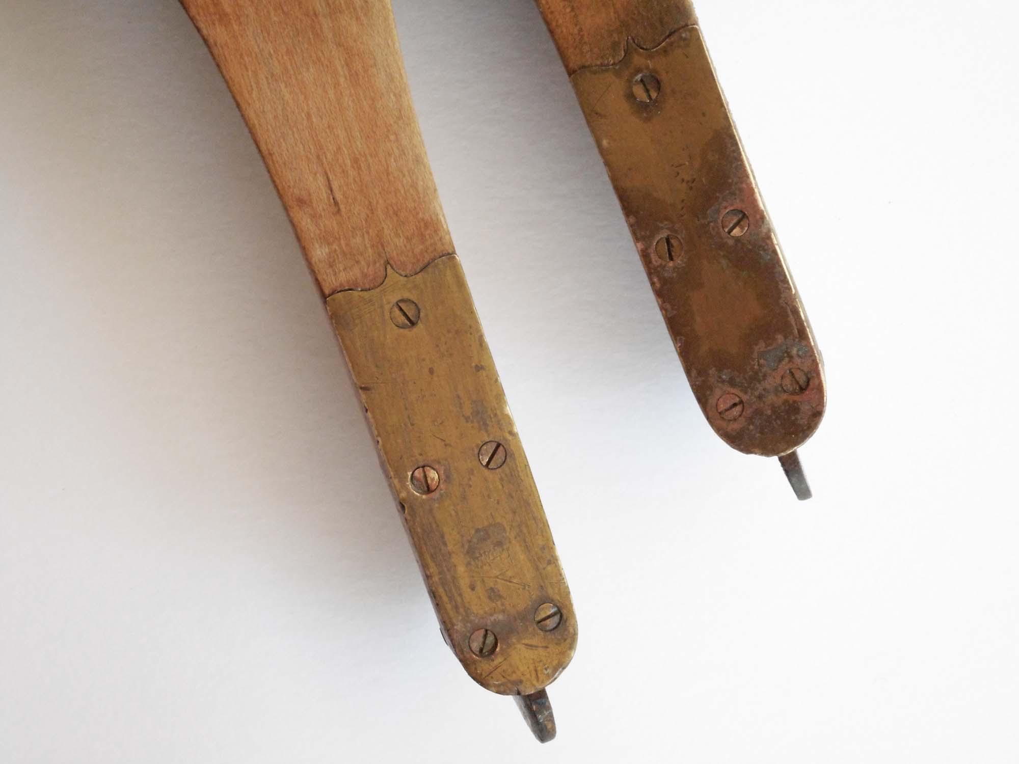 Antique Rustic Wood and Brass Ice Skates / Holiday Sports Decor - Etsy