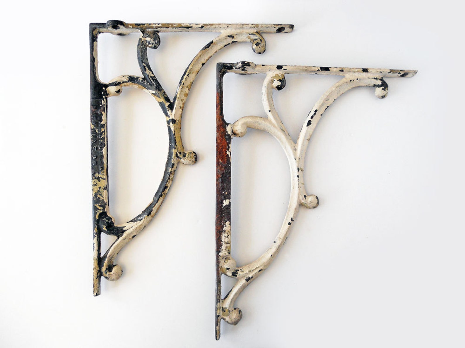 Antique Cast Iron 1880 Shelf Brackets Pair / Authentic | Etsy