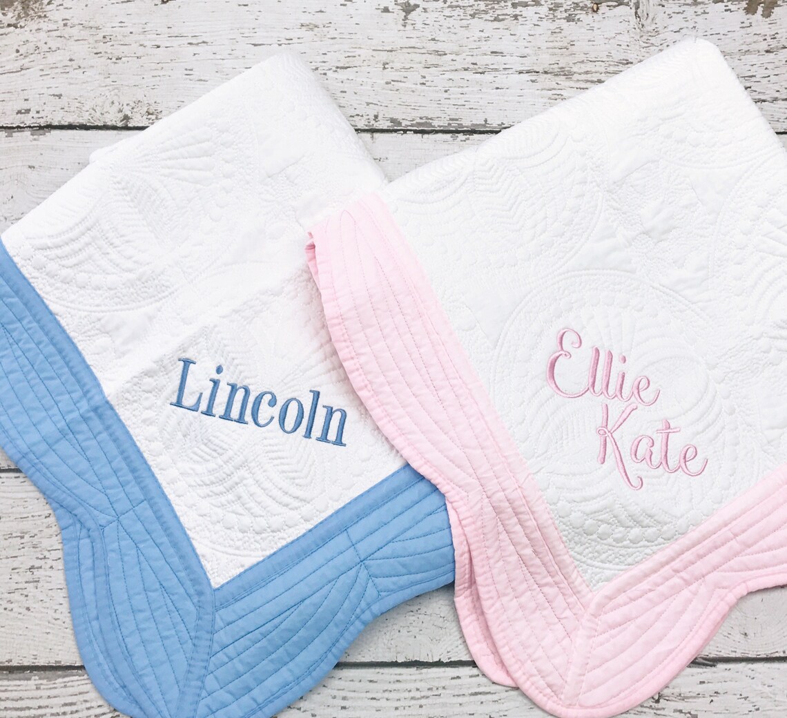 Monogrammed Baby Quilt, Monogrammed Baby Blanket, Keepsake Baby Blanket ...