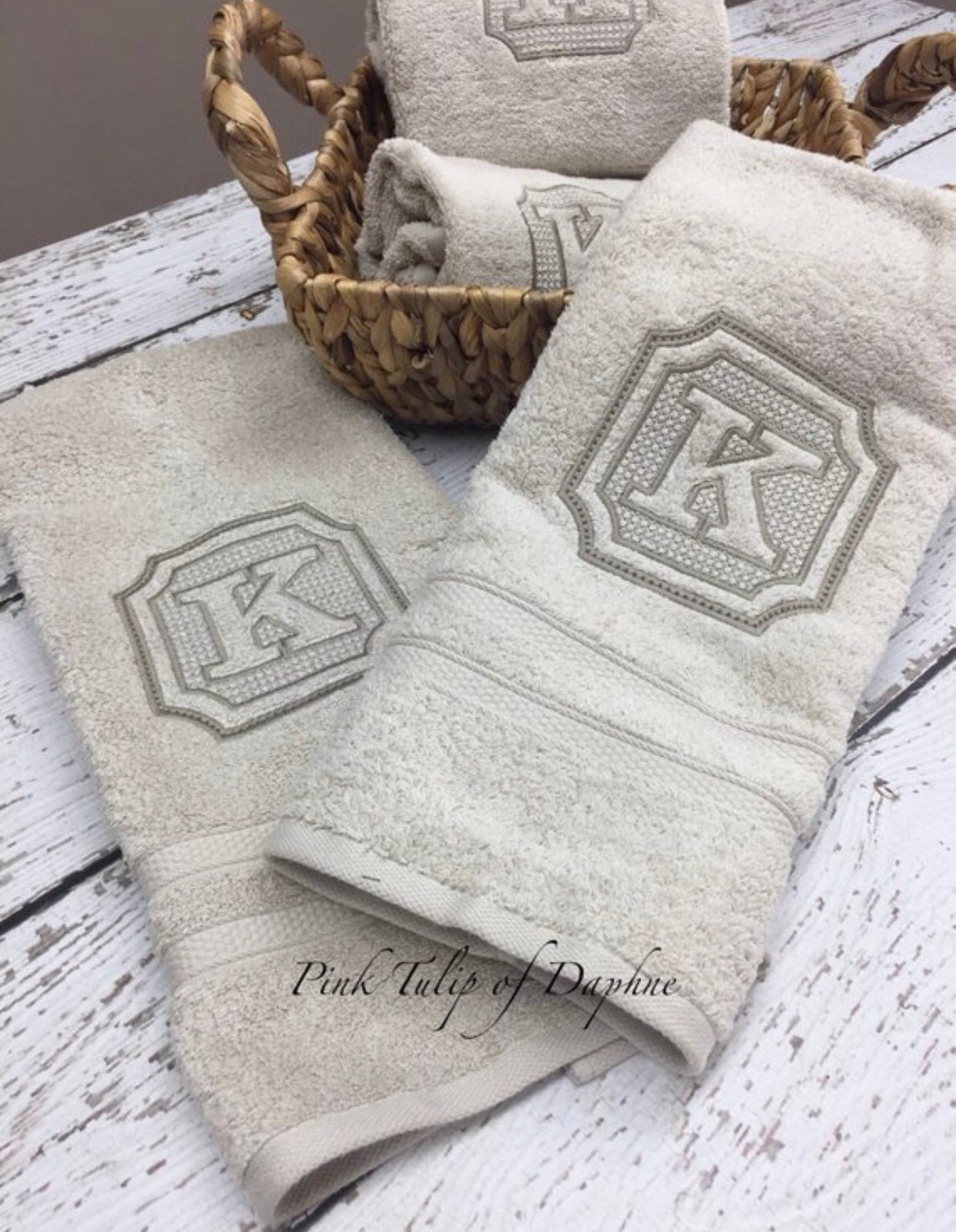 Pair of Monogrammed Towels, Monogrammed Hand Towels, Wedding Gift ...