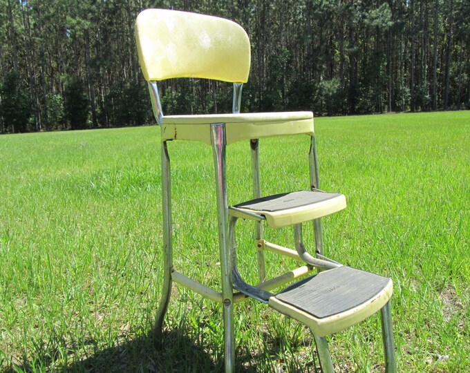 Retro Yellow Stylaire Chair, Yellow Step Stool, Retro Kitchen Stool ...