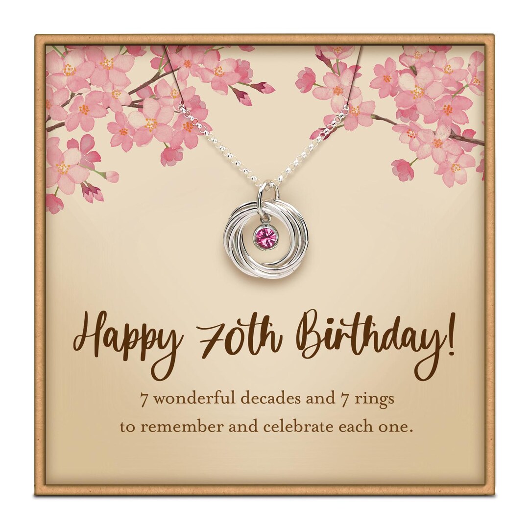 70th Birthday Gift, BIRTHSTONE Necklace, Sterling Silver Birthday ...