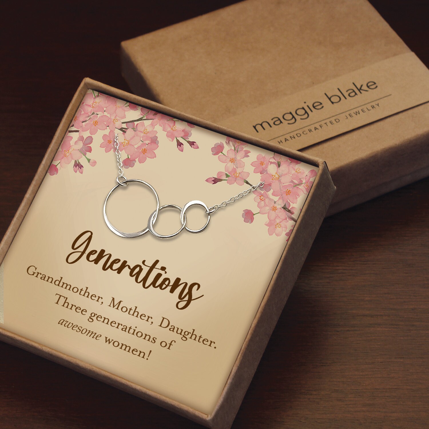 Three Generations Necklace Gifts for Grandma Mother Daughter Christmas ...