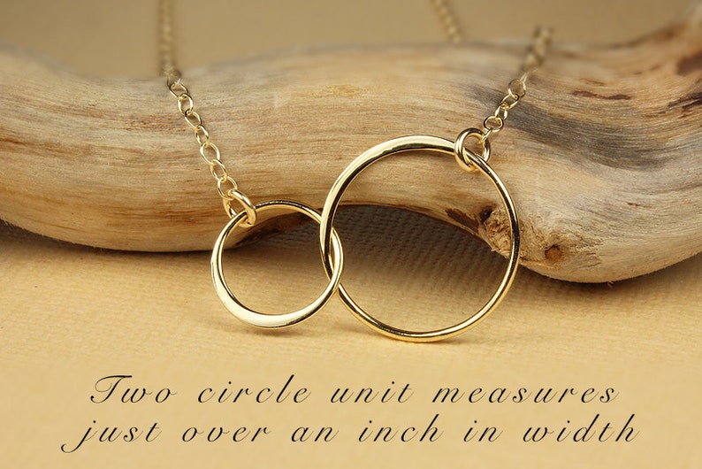 Interlocking Gold Rings Necklace Two Circles Necklace | Etsy