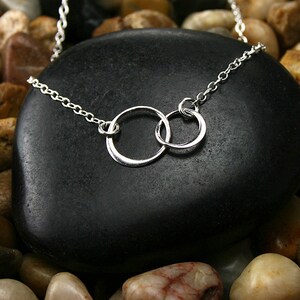 Two Interlocking Rings Necklace Sterling Silver Intertwined Rings ...