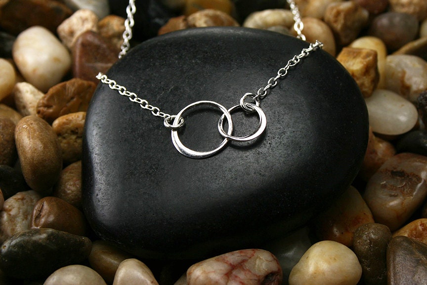 Two Interlocking Rings Necklace Sterling Silver Intertwined Rings ...