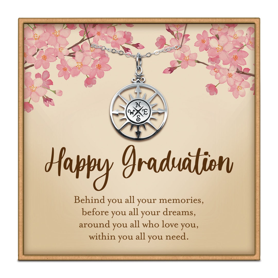Graduation Gift Daughter Silver Compass Necklace Graduation Gift Her ...