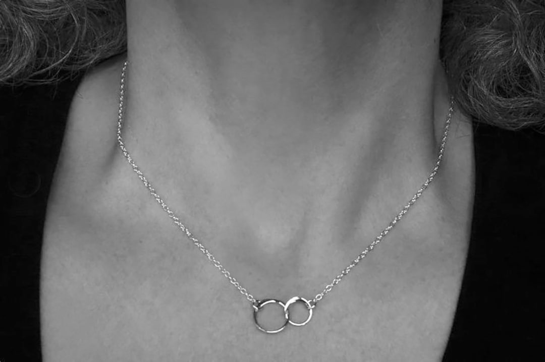 Two Interlocking Rings Necklace Sterling Silver Intertwined Rings ...