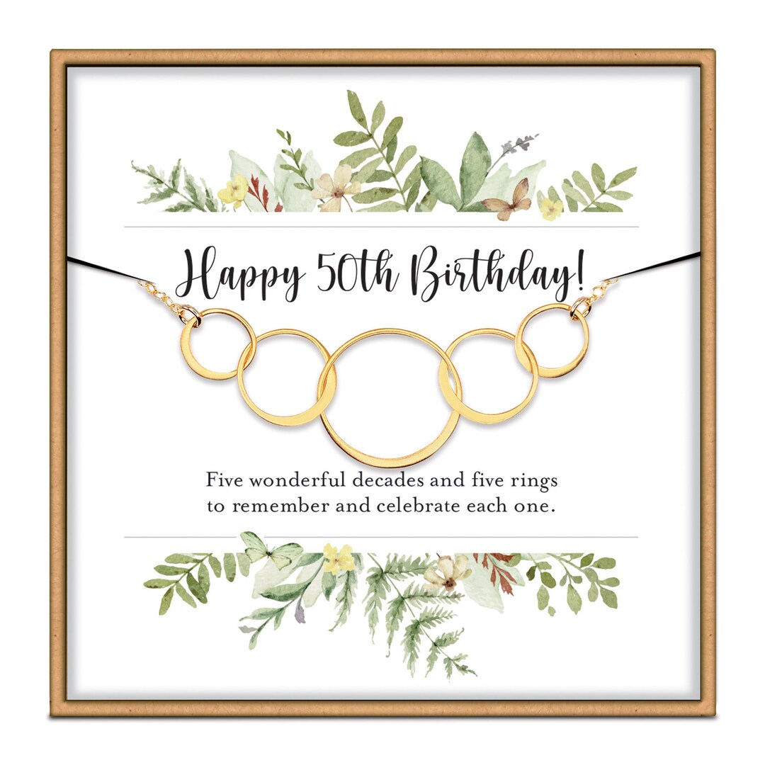 GOLD 50th Birthday Necklace Gold Decades Necklace Birthday Gifts for ...