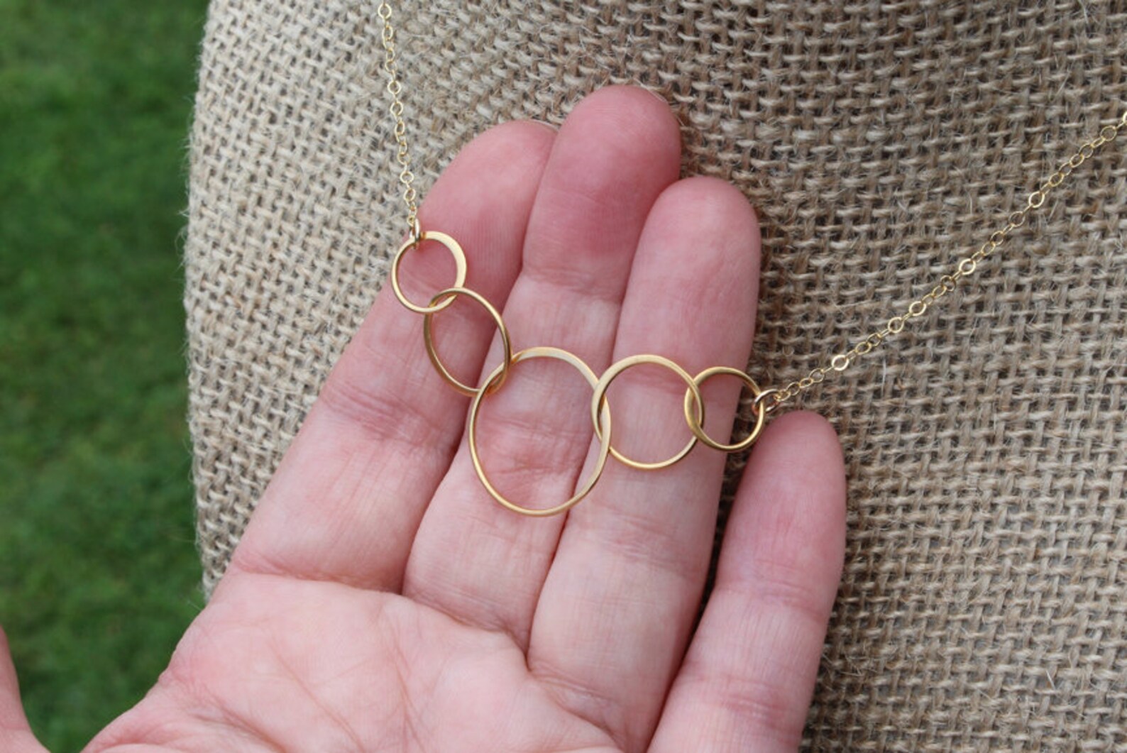 50th Birthday Gift for Women, 5 Gold Interlocking Rings Necklace, 5 ...