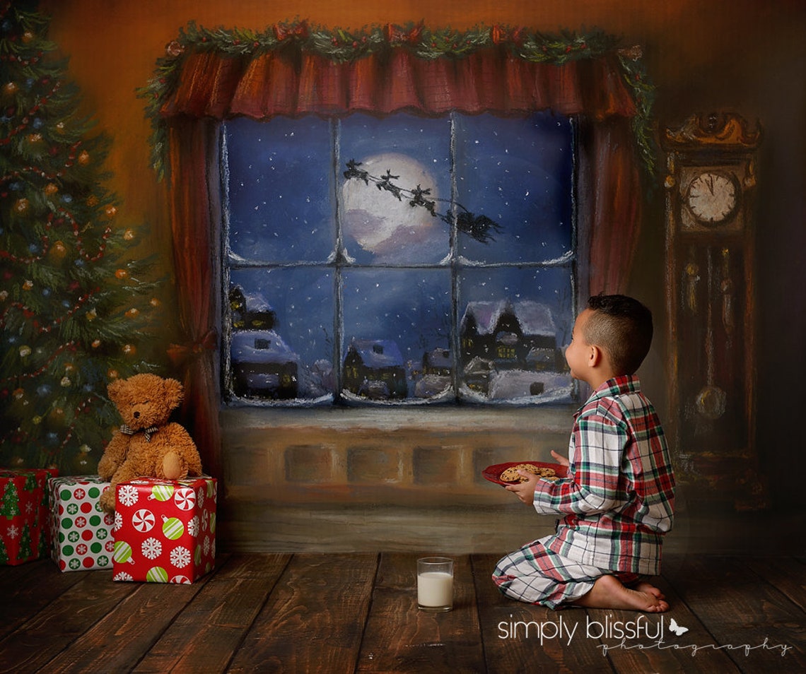 Yule Printed Photography Backdrop Christmas Scene | Etsy