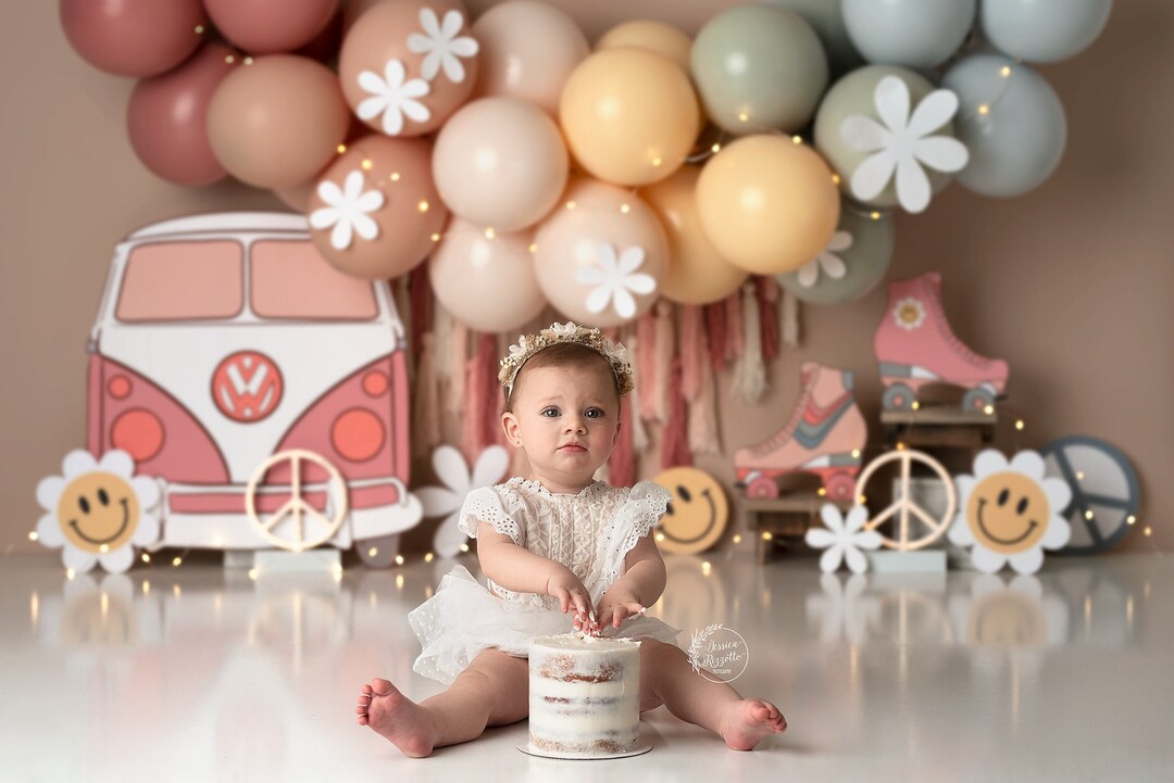 Groovy Printed Photography Backdrop - Goovy Cake Smash - Girl Cake ...