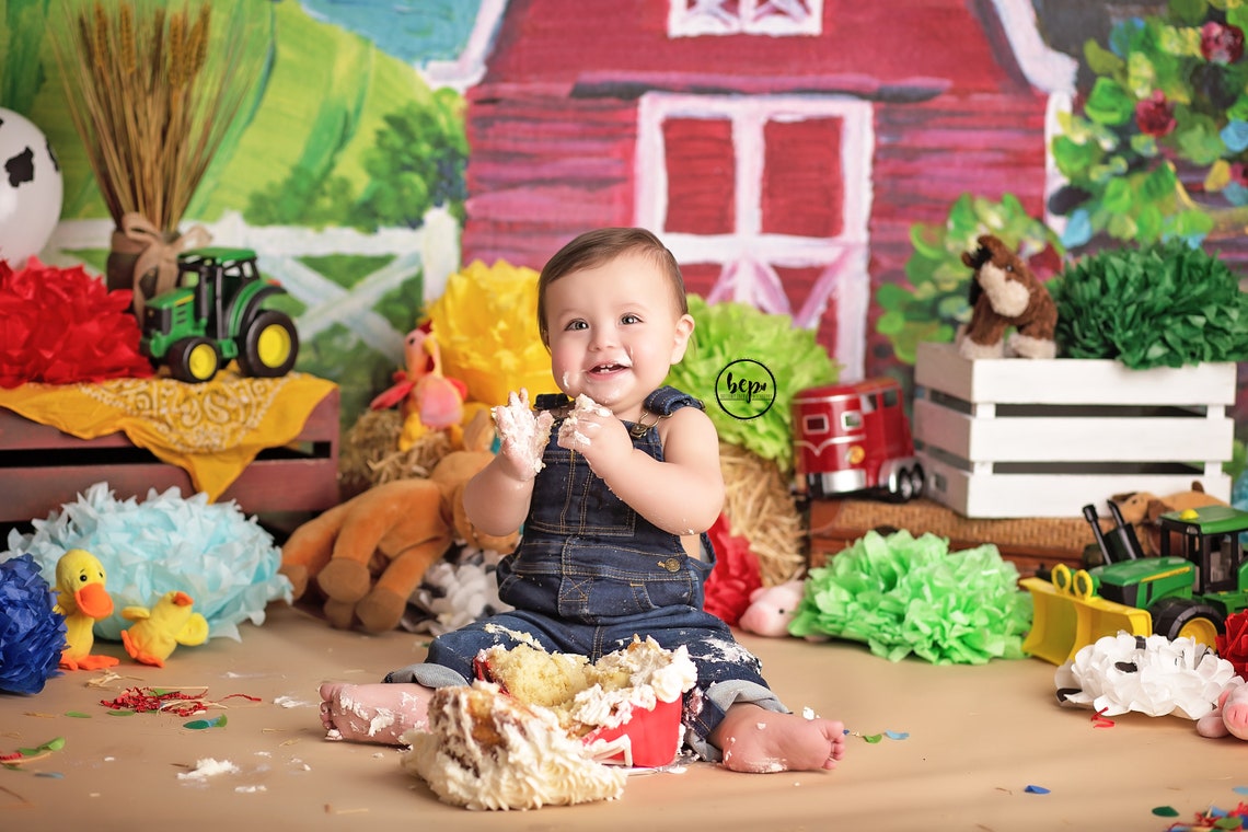 Red Barn Printed Photography Backdrop Hand Painted Farm | Etsy