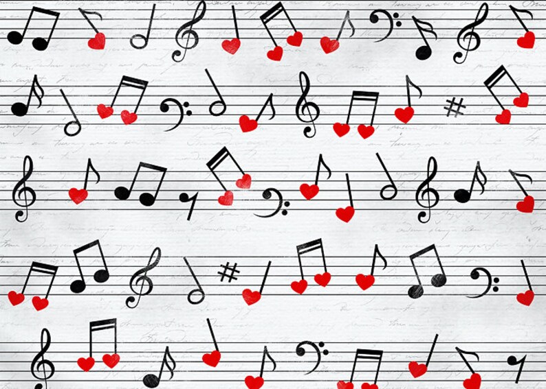 Musical Love Notes - Printed Photography Backdrop - Valentine's Day ...