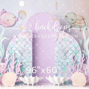 Pastel Mermaid Backdrop - Printed Photography Backdrop - Mermaid ...