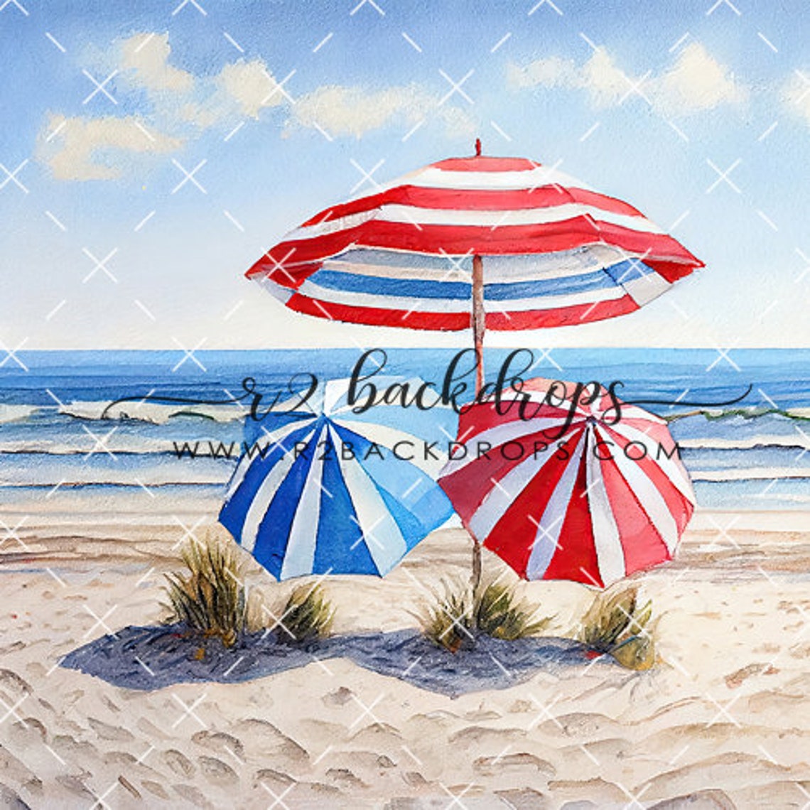 Beach Day - Printed Photography Backdrop - Summer Backdrop - Patriotic ...