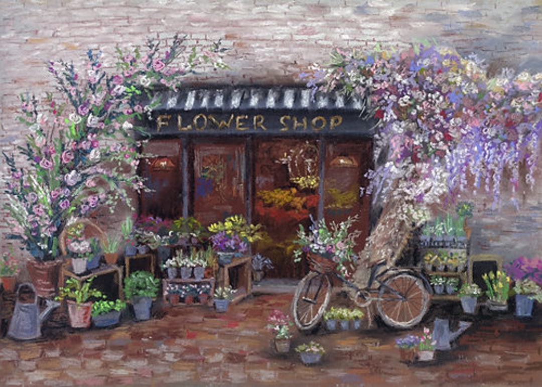 Flower Shop Printed Photography Backdrop Hand Painted Portrait Backdrop ...