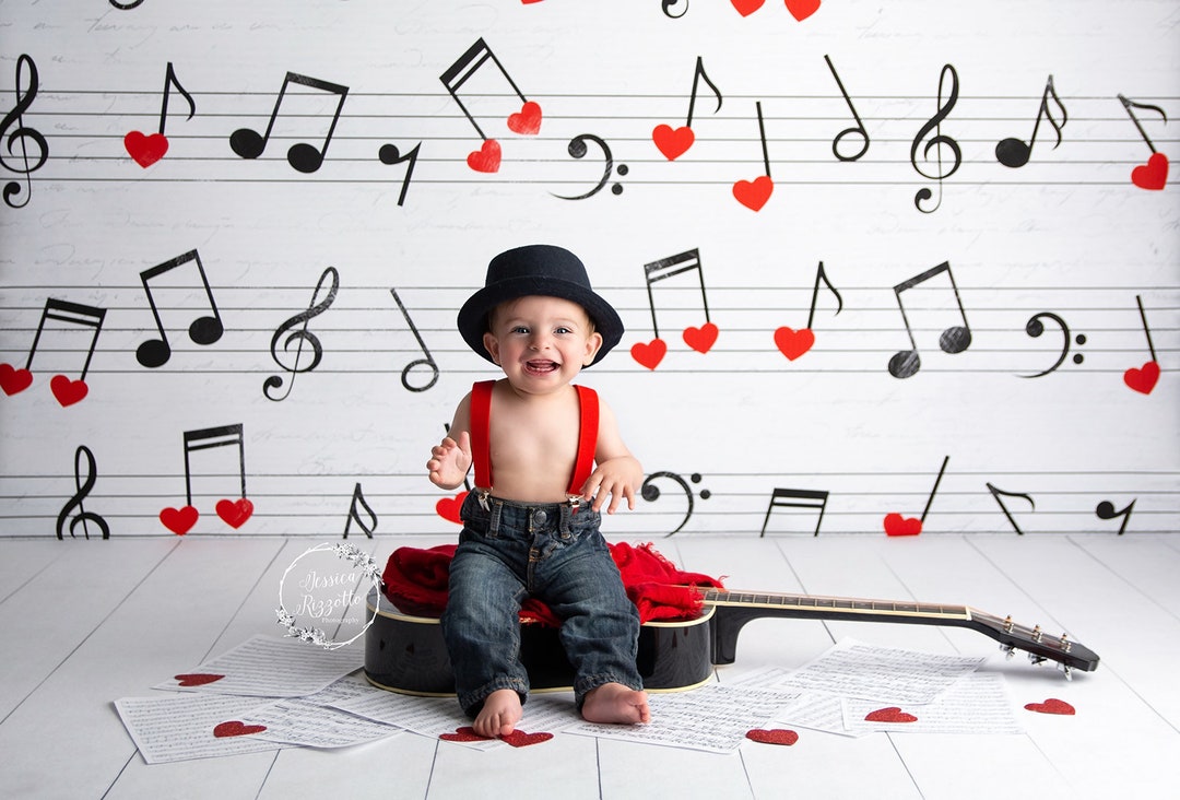 Musical Love Notes - Printed Photography Backdrop - Valentine's Day ...