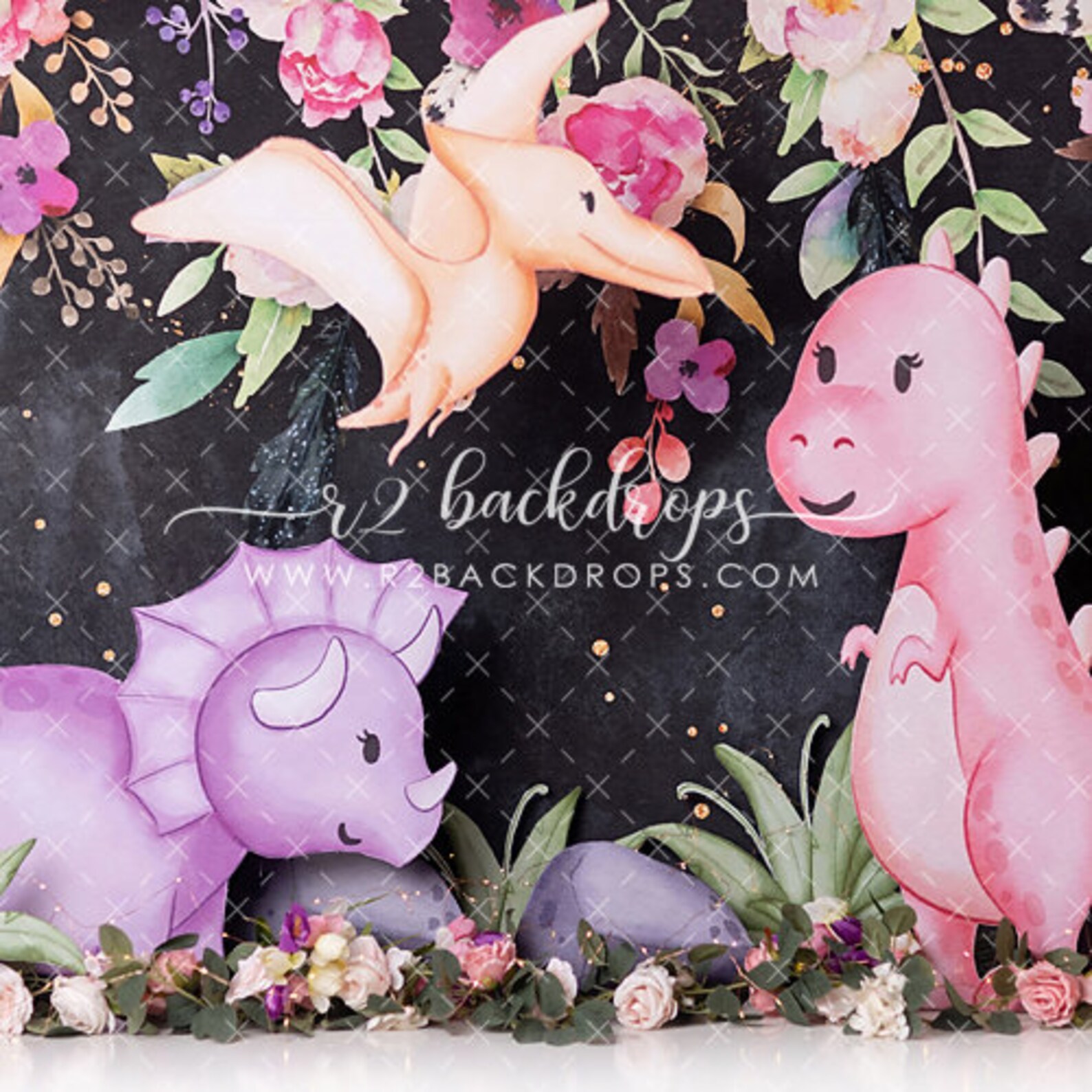 Dino Fun - Printed Photography Backdrop - Dinosaur Backdrop - Girl ...