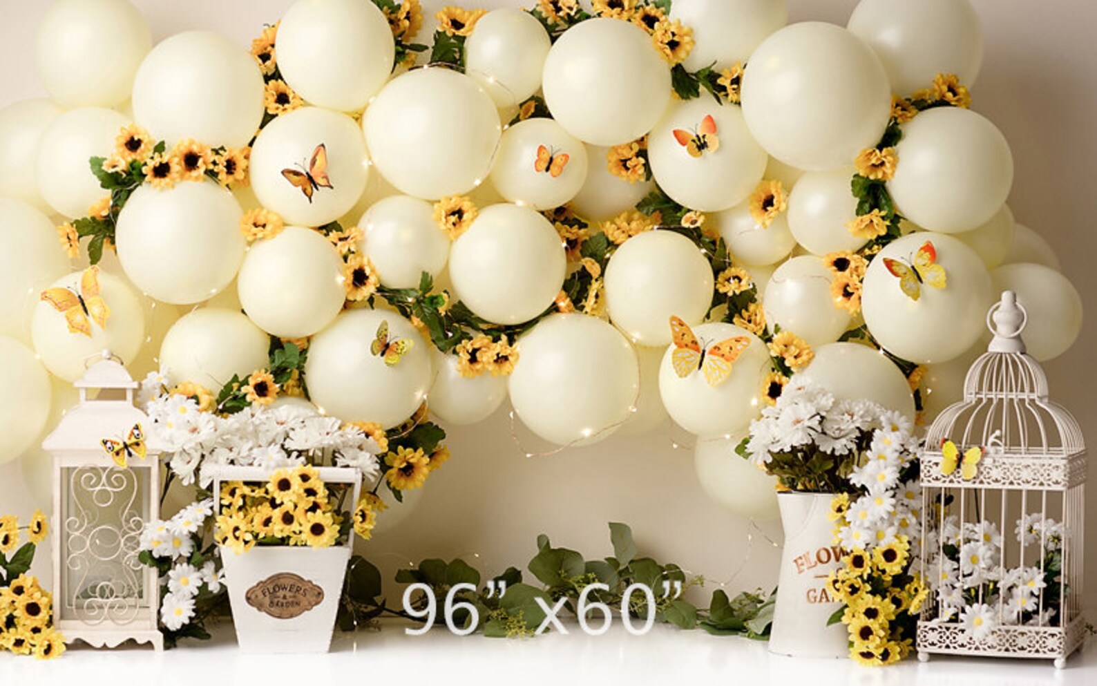 Sunflower Balloons - Printed Photography Backdrop - Sunflower Cake ...