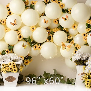 Sunflower Balloons - Printed Photography Backdrop - Sunflower Cake ...