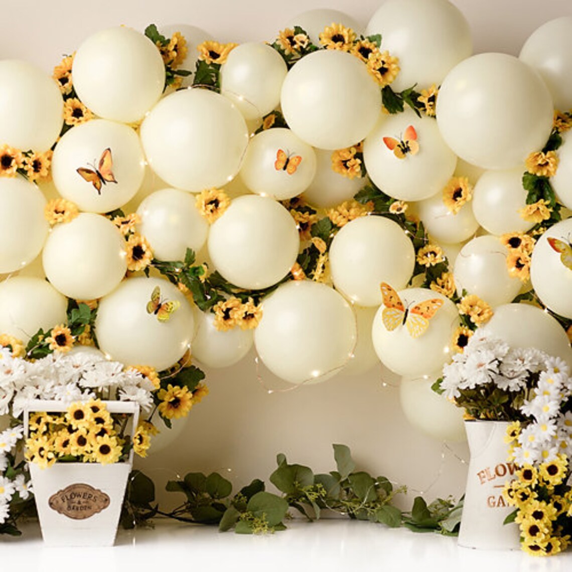 Sunflower Balloons - Printed Photography Backdrop - Sunflower Cake ...